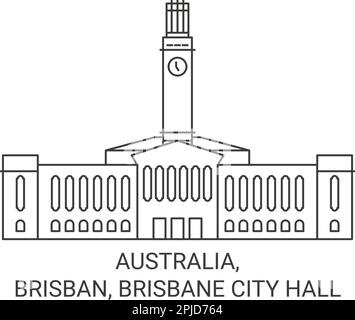 Australia, Brisban, Brisbane City Hall travel landmark vector ...