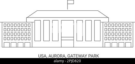 Usa, Aurora, Gateway Park travel landmark vector illustration Stock ...