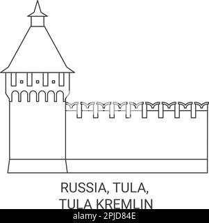 Russia, Tula, Tula Kremlin, travel landmark vector illustration Stock ...