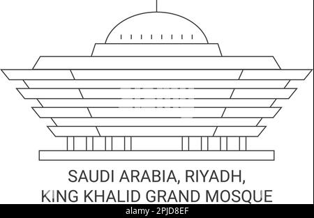 Saudi Arabia, Riyadh, King Khalid Grand Mosque travel landmark vector ...