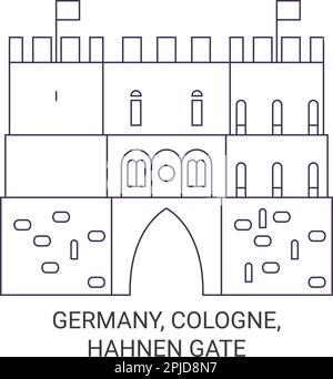 Germany, Cologne, Hahnen Gate travel landmark vector illustration Stock ...