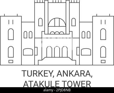 Turkey, Ankara, Atakule Tower travel landmark vector illustration Stock ...
