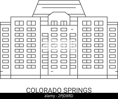 Usa. Colorado Springs travel landmark vector illustration Stock Vector ...