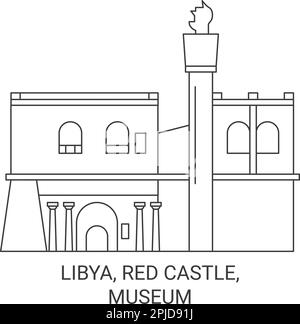 Libya, Red Castle, Museum travel landmark vector illustration Stock ...