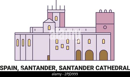 Spain, Santander, Santander Cathedral, travel landmark vector ...