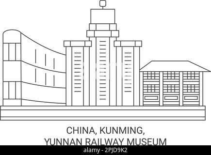 China, Kunming, Yunnan Railway Museum travel landmark vector ...