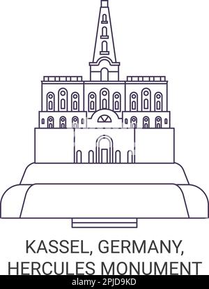 Germany, Kassel, Hercules Monument travel landmark vector illustration ...