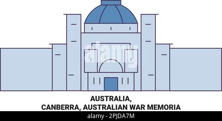 Australia, Canberra, Australian War Memoria travel landmark vector illustration Stock Vector ...