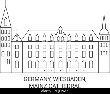 Germany, Mainz, Mainz Cathedral travel landmark vector illustration ...