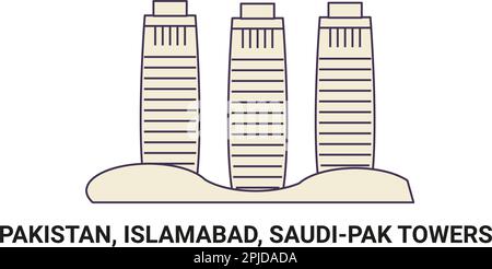Pakistan, Islamabad, Saudipak Towers, travel landmark vector ...