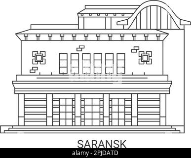Russia, Saransk, Mordovia Arena, travel landmark vector illustration ...