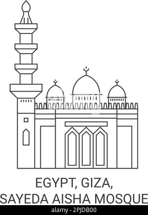 Egypt, Giza, Sayeda Aisha Mosque travel landmark vector illustration ...