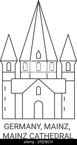 Germany, Mainz, Mainz Cathedral travel landmark vector illustration ...