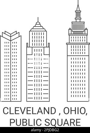 Usa, Cleveland, Key Tower travel landmark vector illustration Stock ...