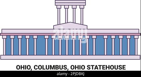 United States, Ohio, Columbus, Ohio Statehouse, travel landmark vector ...