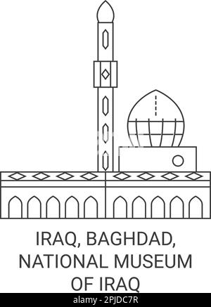Iraq, Baghdad, National Museum travel landmark vector illustration ...