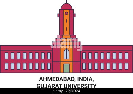 India, Ahmedabad, Gujarat University travel landmark vector ...