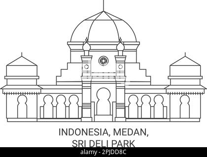 Indonesia, Medan, Sri Deli Park travel landmark vector illustration ...