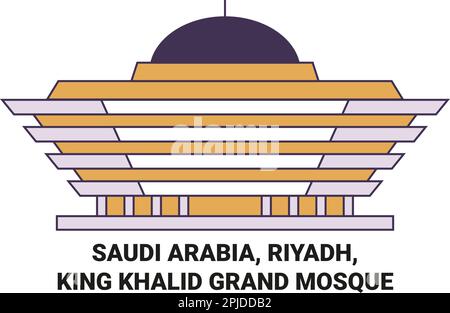 Saudi Arabia, Riyadh, King Khalid Grand Mosque travel landmark vector ...