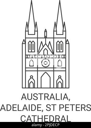 Australia, Adelaide, St Peters Cathedral travel landmark vector ...
