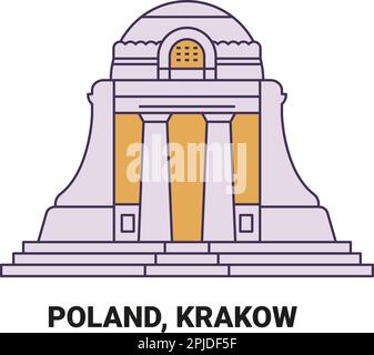 Poland, Krakow, Wawel Royal Castle travel landmark vector illustration ...