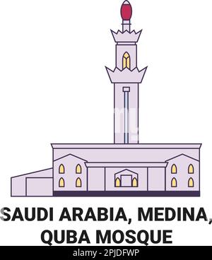 Saudi Arabia, Medina, Quba Mosque, travel landmark vector illustration ...