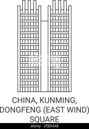 China, Kunming, Dongfeng East Wind Square travel landmark vector ...