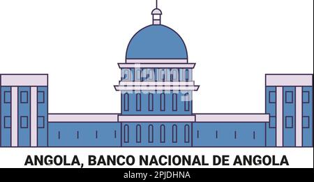 Angola, Banco Nacional De Angola, travel landmark vector illustration ...