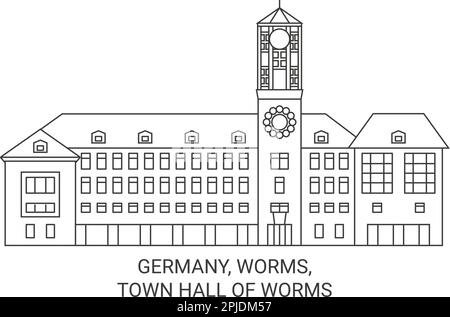 Germany, Worms, Town Hall Of Worms travel landmark vector illustration ...