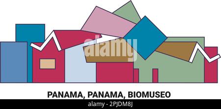 Panama, Panama, Biomuseo, travel landmark vector illustration Stock ...