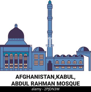 Afghanistan, Kabul,Abdul Rahman Mosque landmark, travel sign, design ...