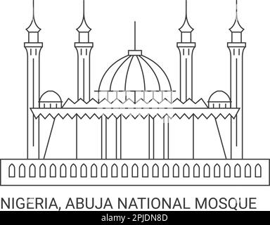 Nigeria, Abuja, Abuja National Mosque, travel landmark vector ...