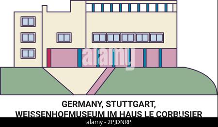 Germany, Stuttgart, Weissenhofmuseum Im Haus Le Corbusier travel landmark vector illustration ...