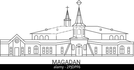 Russia, Magadan travel landmark vector illustration Stock Vector Image ...