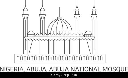 Nigeria, Abuja, Abuja National Mosque, travel landmark vector ...