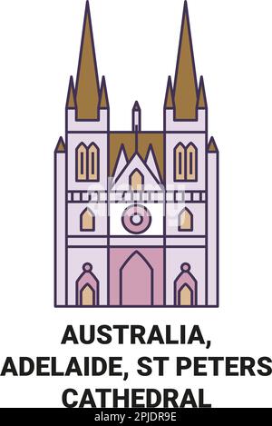 Australia, Adelaide, St Peters Cathedral travel landmark vector ...