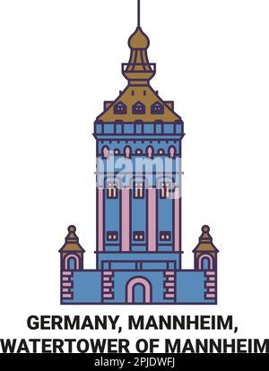 Germany, Mannheim, Watertower Of Mannheim travel landmark vector ...