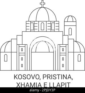 Kosovo, Pristina, Xhamia E Llapit travel landmark vector illustration ...