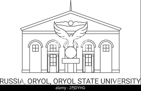 Russia, Oryol, State University travel landmark vector illustration ...