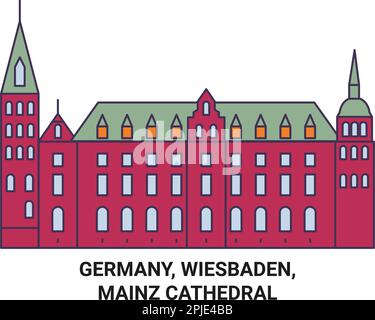 Germany, Mainz, Mainz Cathedral travel landmark vector illustration ...