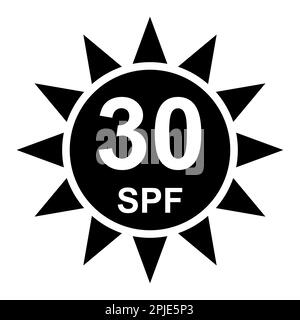 Sun protection factor 30 icon shadow, uv radiation block symbol, sun ...