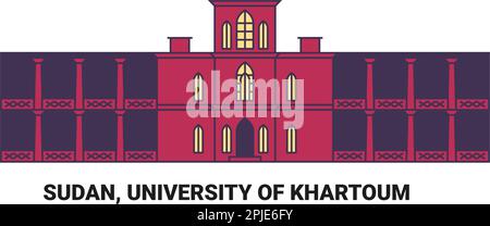 Sudan, University Of Khartoum, travel landmark vector illustration ...