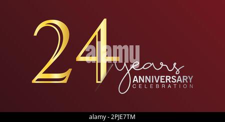 Happy 24th Anniversary Celebration with Golden Confetti and Spotlight ...