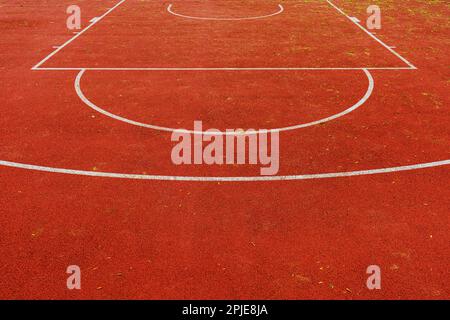 Outdoor basketball court marking lines as abstract sport background ...