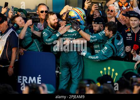 The 2023 Aston Martin AMR23 Formula One Car driven by Lance Stroll and Fernando Alonso, on ...