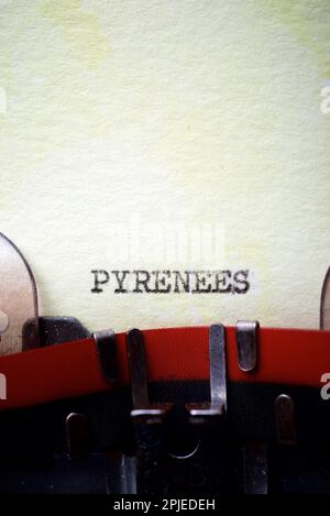 Pyrenees word written with a typewriter Stock Photo - Alamy