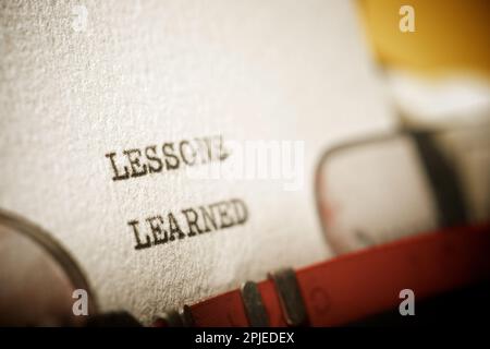 Lessons learned text written with a typewriter Stock Photo - Alamy