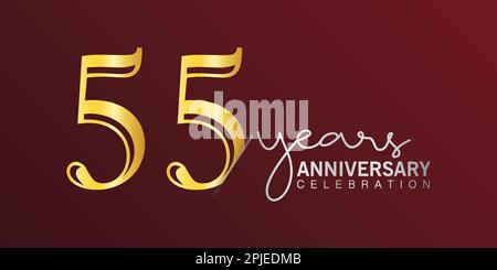 Isolated golden color number 55 with word years icon on white ...