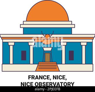 France, Nice, Nice Observatory travel landmark vector illustration ...