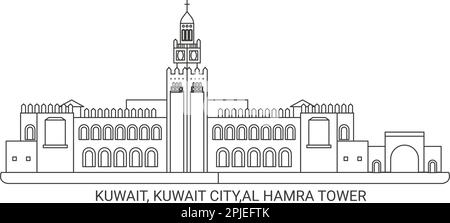 Kuwait, Kuwait City,Al Hamra Tower, travel landmark vector illustration ...